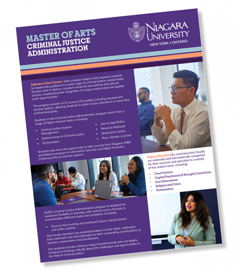 Master of Arts Criminal Justice Administration - Niagara University Ontario